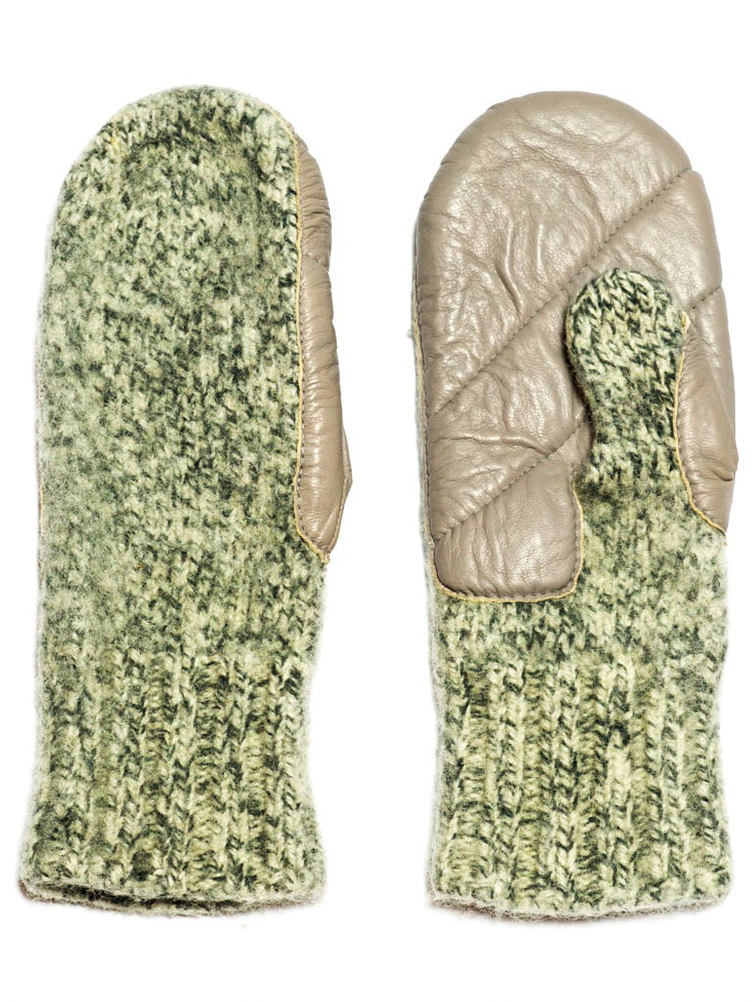 Dachstein Woolwear 100% Wool Austrian Boiled Mittens with Leather Trim ...