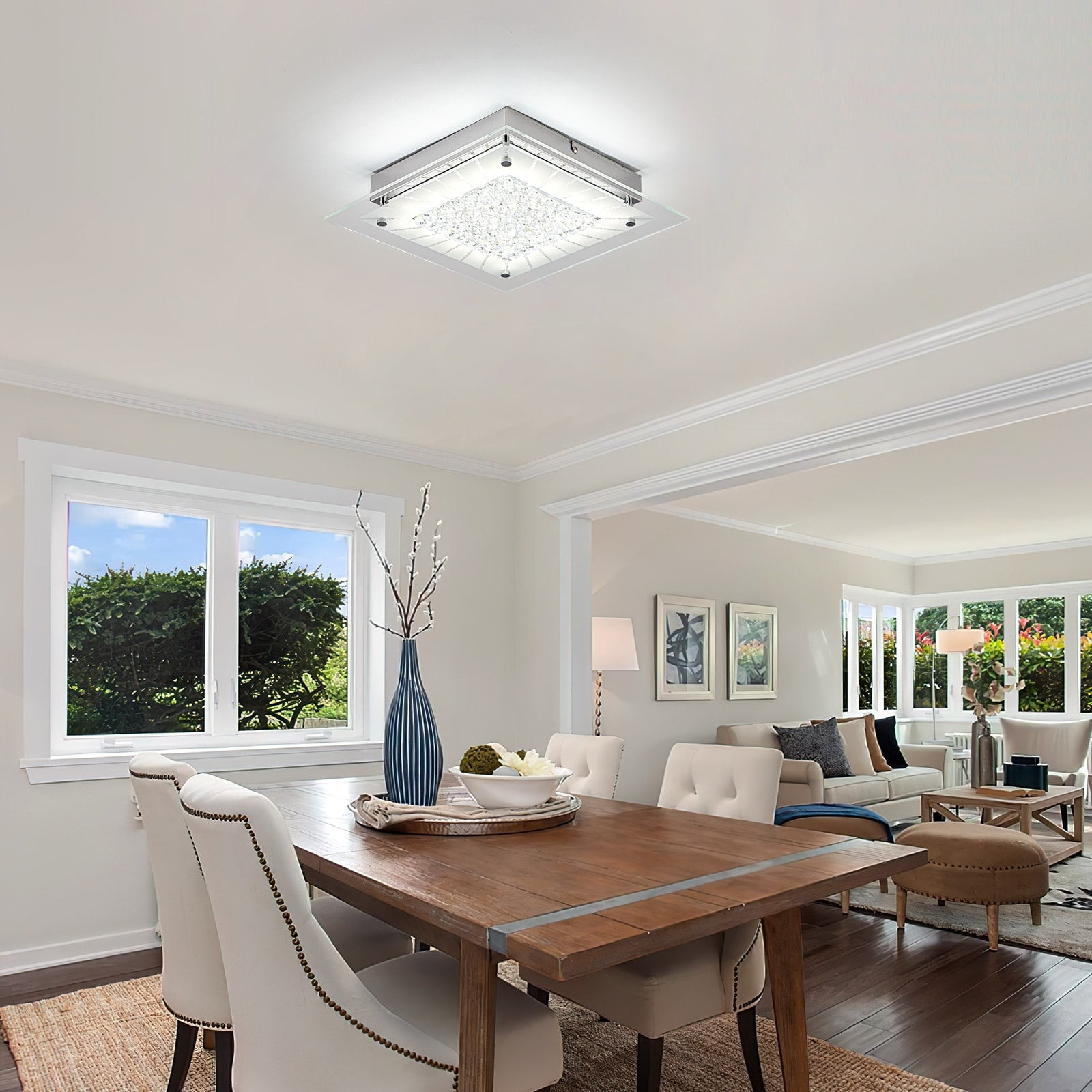 Dackettslightinc Crystal Light Fixture LED Crystal Flush Mount Ceiling ...