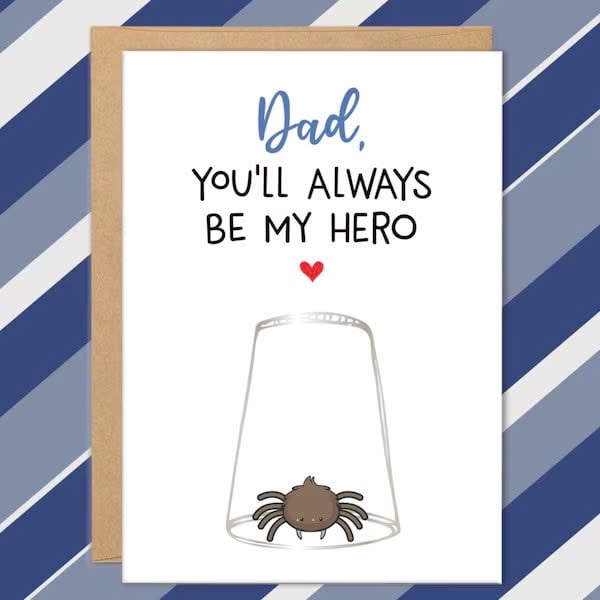 Dad You'll Always Be My Hero Greeting Card – Whimsical Spider Design ...