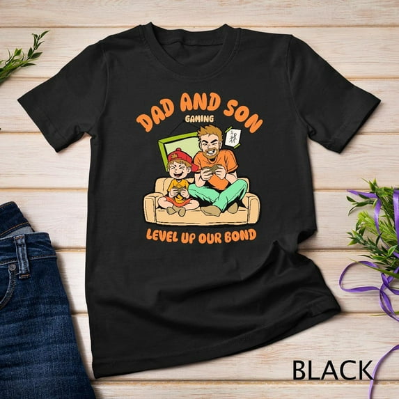Dad And Son Gaming Level Up Our Bond Funny Gamer Graphic Unisex T-Shirt ...