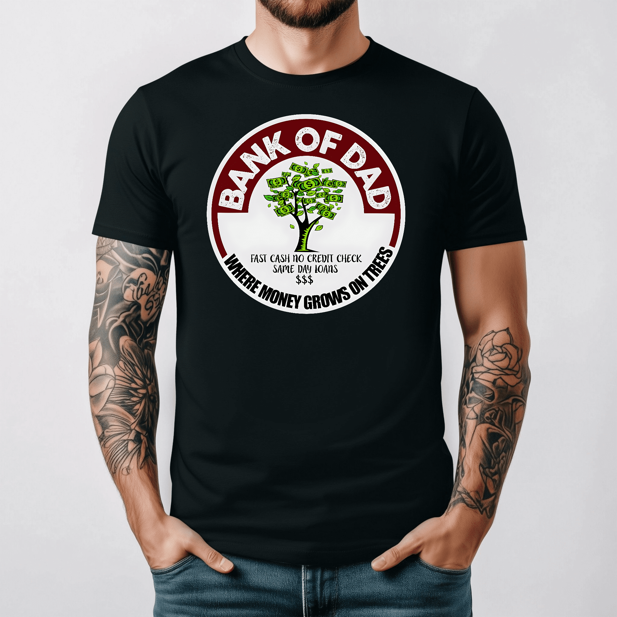 Dad Bank Fast Cash No Credit Check Funny Father Money Joke Tee V14880 ...