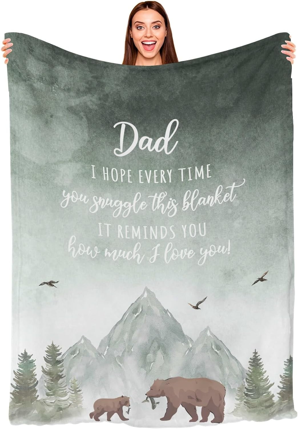 Dad Bear Throw Blanket Birthday Gifts for Daddy from Daughter Son ...