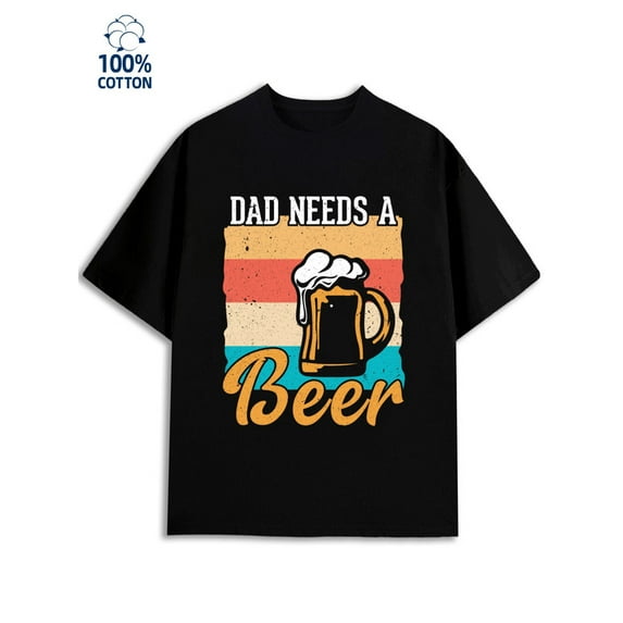 Dad Beer for men funny humor 180G 100% Cotton black y2k wife Vintage ...