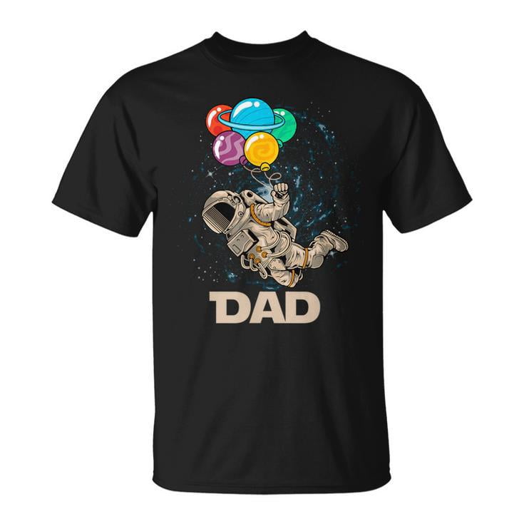 Dad of Birthday Astronaut T-Shirt – Space Theme with Balloons and ...