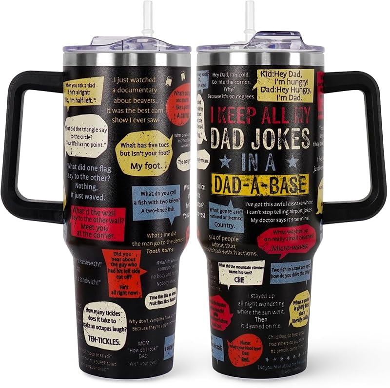 Dad Tumbler 40oz With Handle and Straw Lid - Gifts From Daughter, Son ...