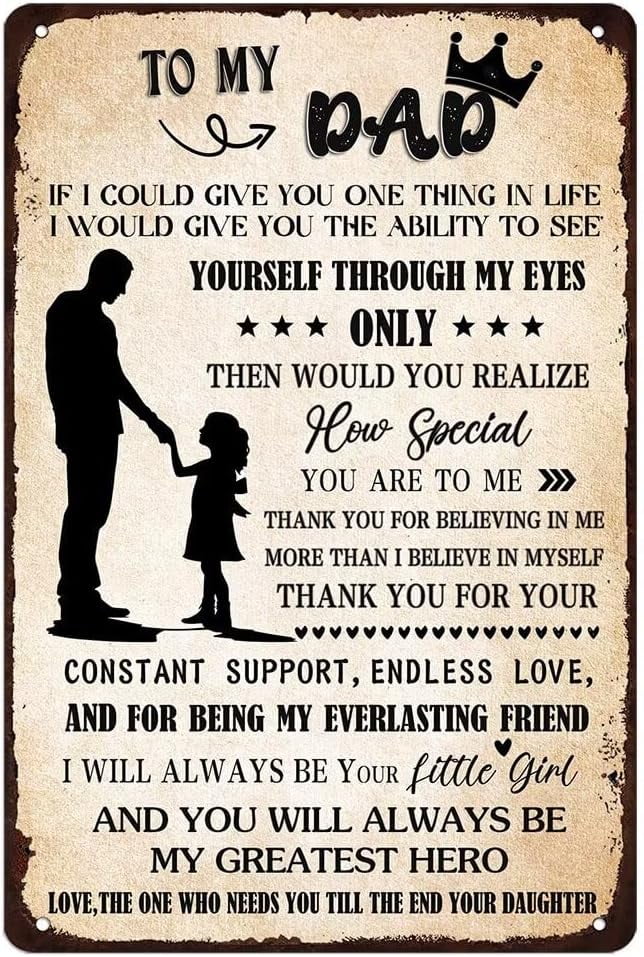 To My Dad Birthday Gift For Dad Father Day Metal Sign Gifts From ...