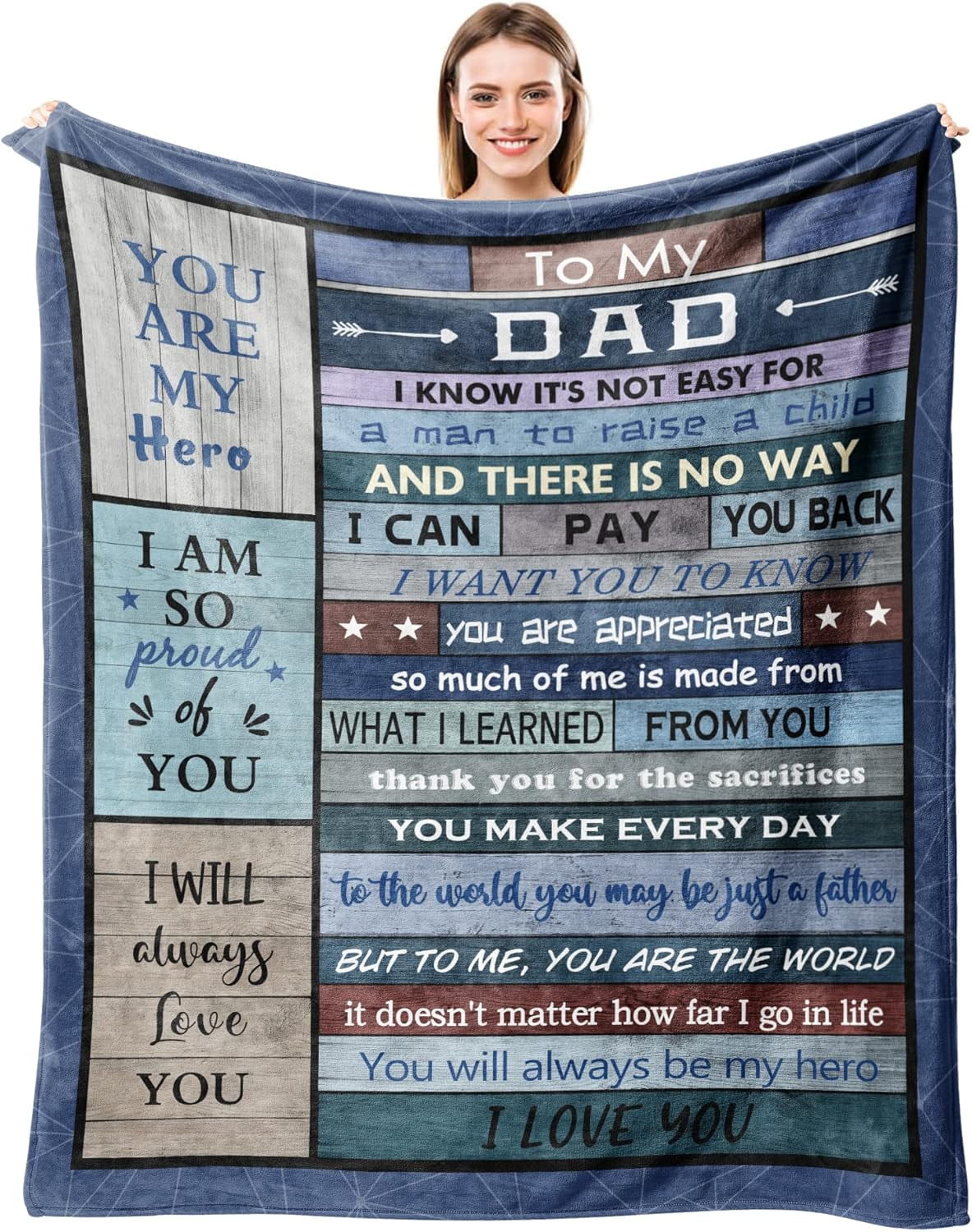 for Dad Blanket 60"X50" - Dady Gifts from Daughter - Dad Birthday Gift ...