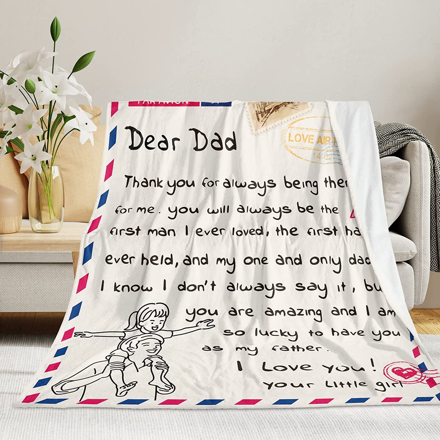 to My Dad Blanket from Daughter, Flannel Fleece Dad Throw Blanket Love ...