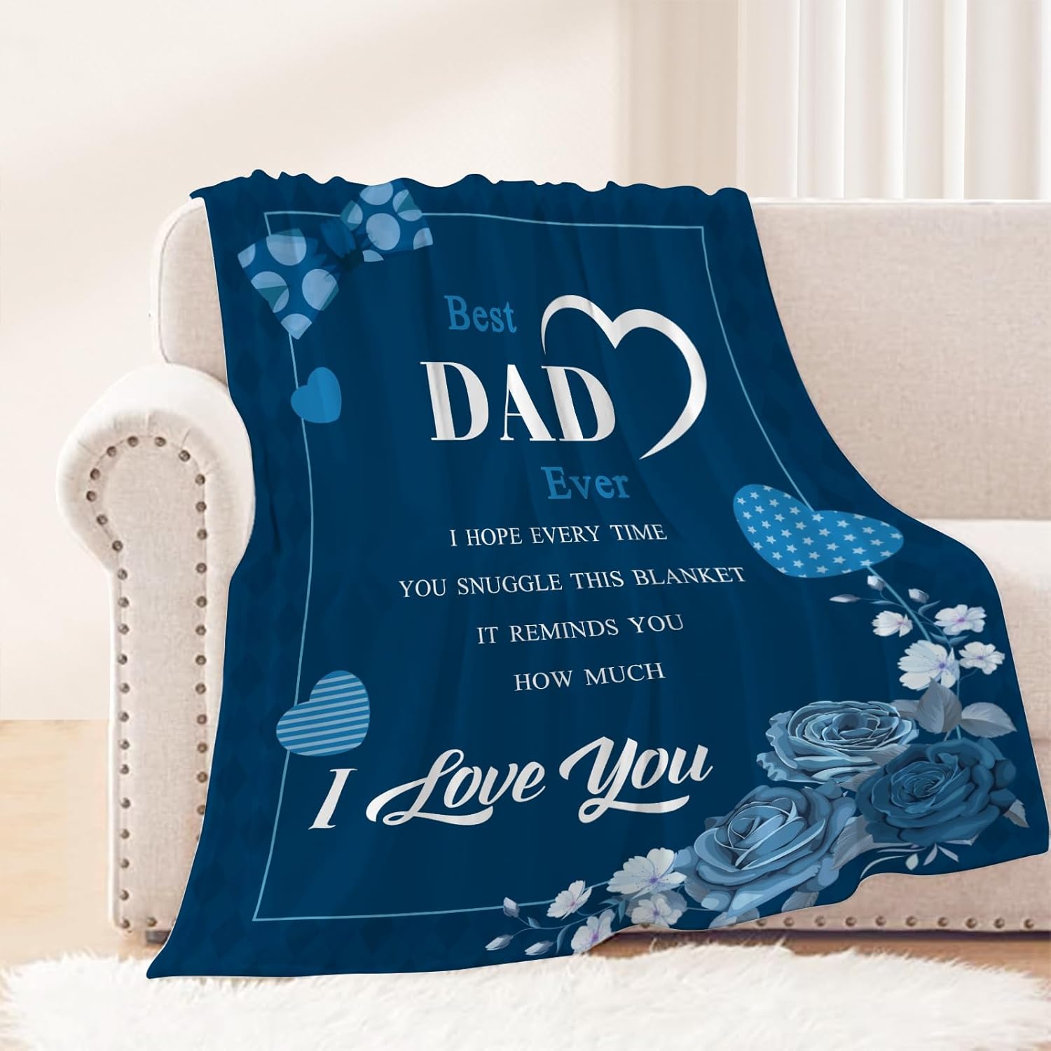 to My Dad Blanket Gift Blue Fathers Day Blanket from Daughter Son ...