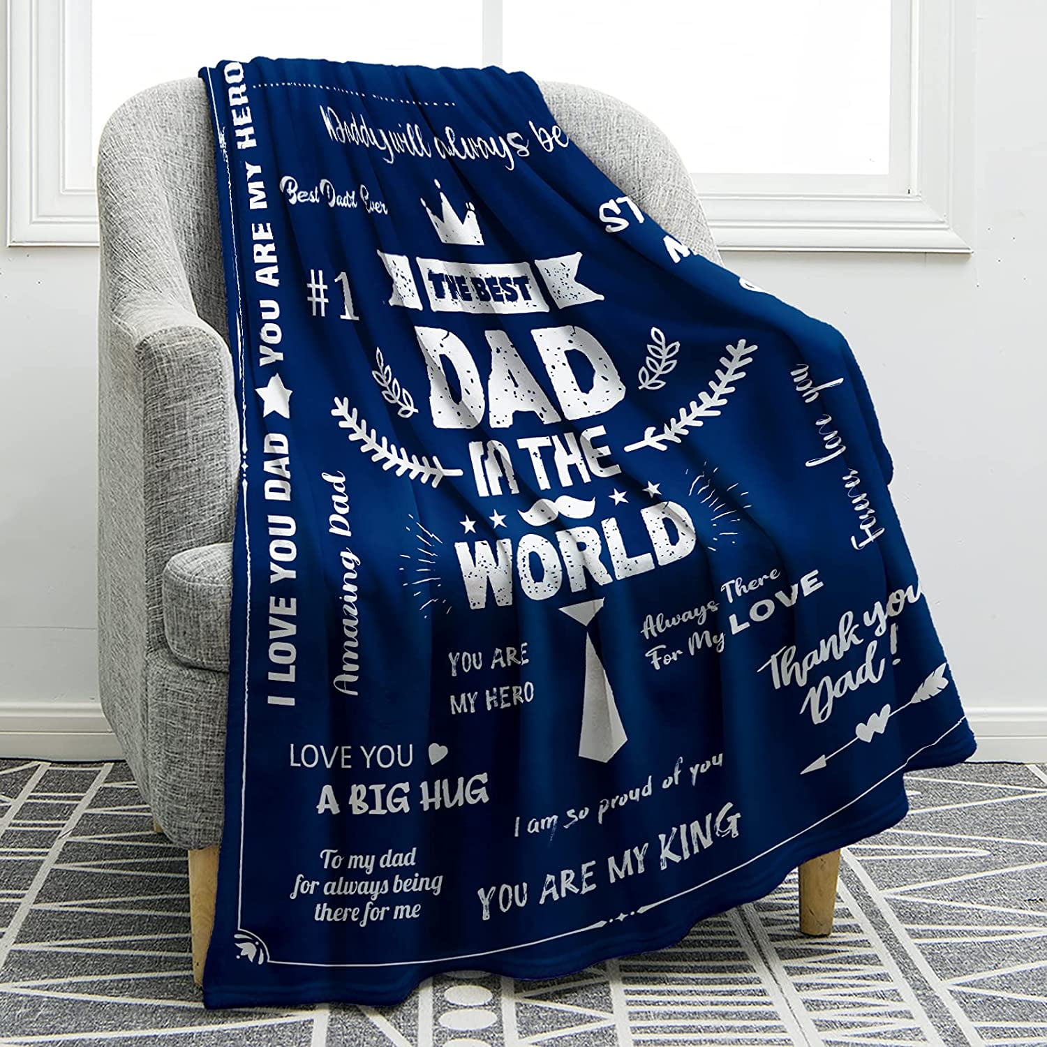 Dad Blanket The Best Dad Print Throw Blanket Soft Cozy Luxury for ...