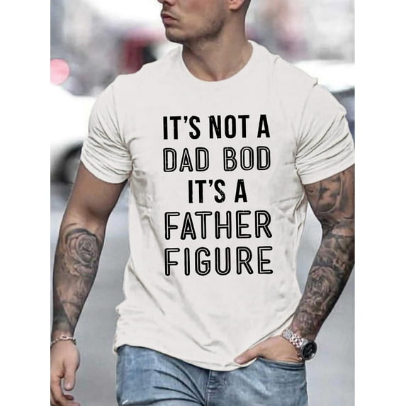 Dad Bod Print, Men's Niche Crew Neck Tees, Casual Comfy T-shirts For ...