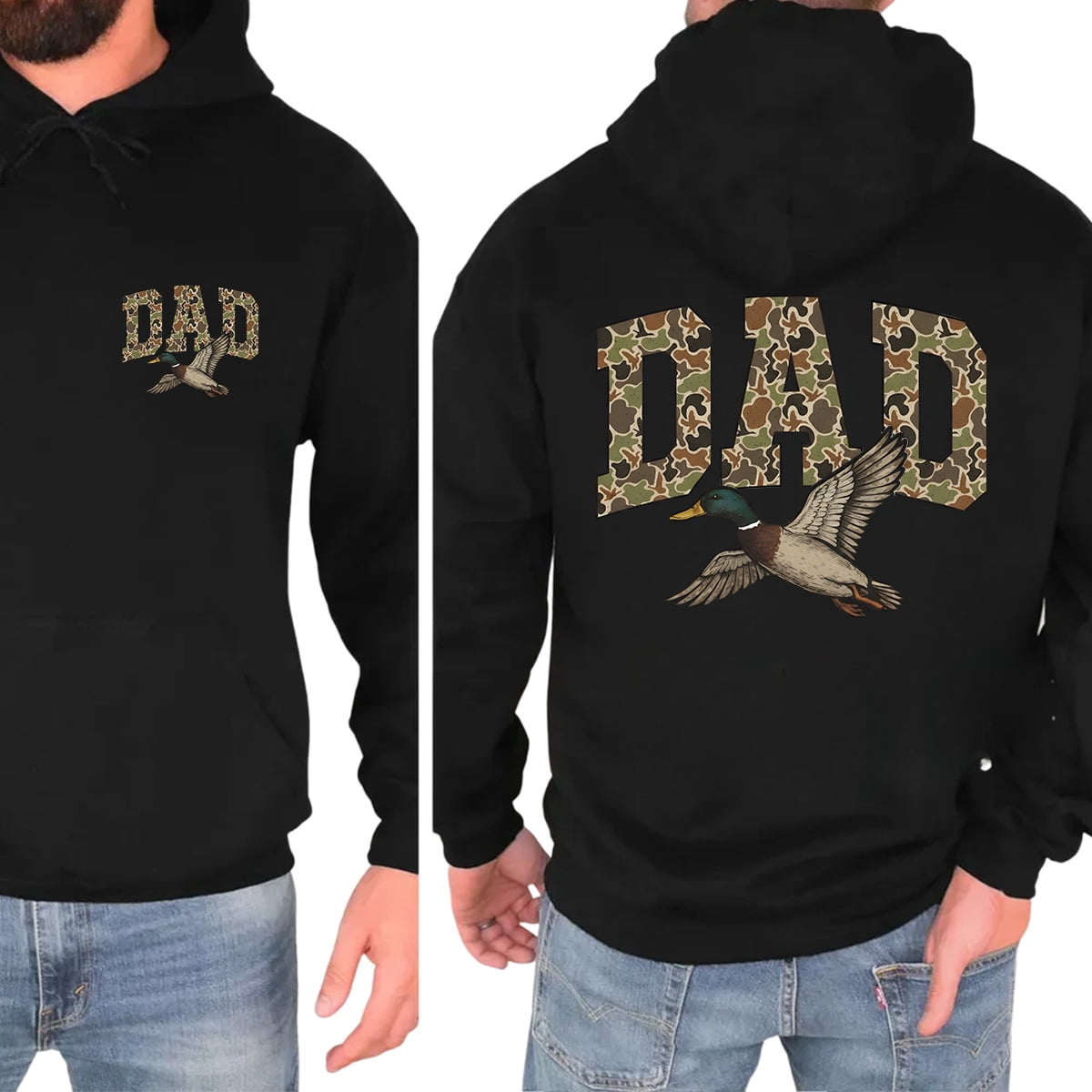 Dad Camo Camouflage Duck Double Sided Hoodie – Old School Outdoor ...