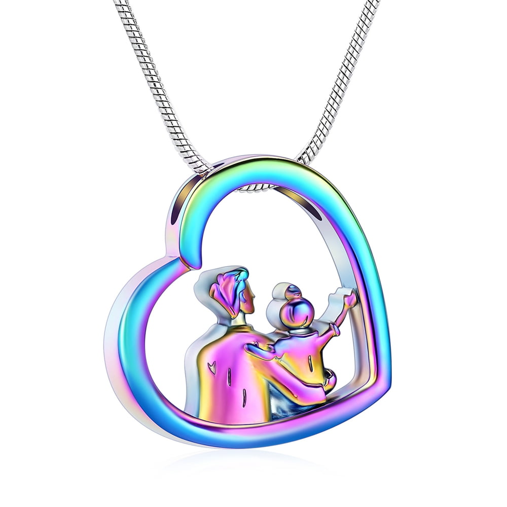 Dad Cremation Jewelry for Ashes - Heart Pendant Memorial Urn Necklace ...