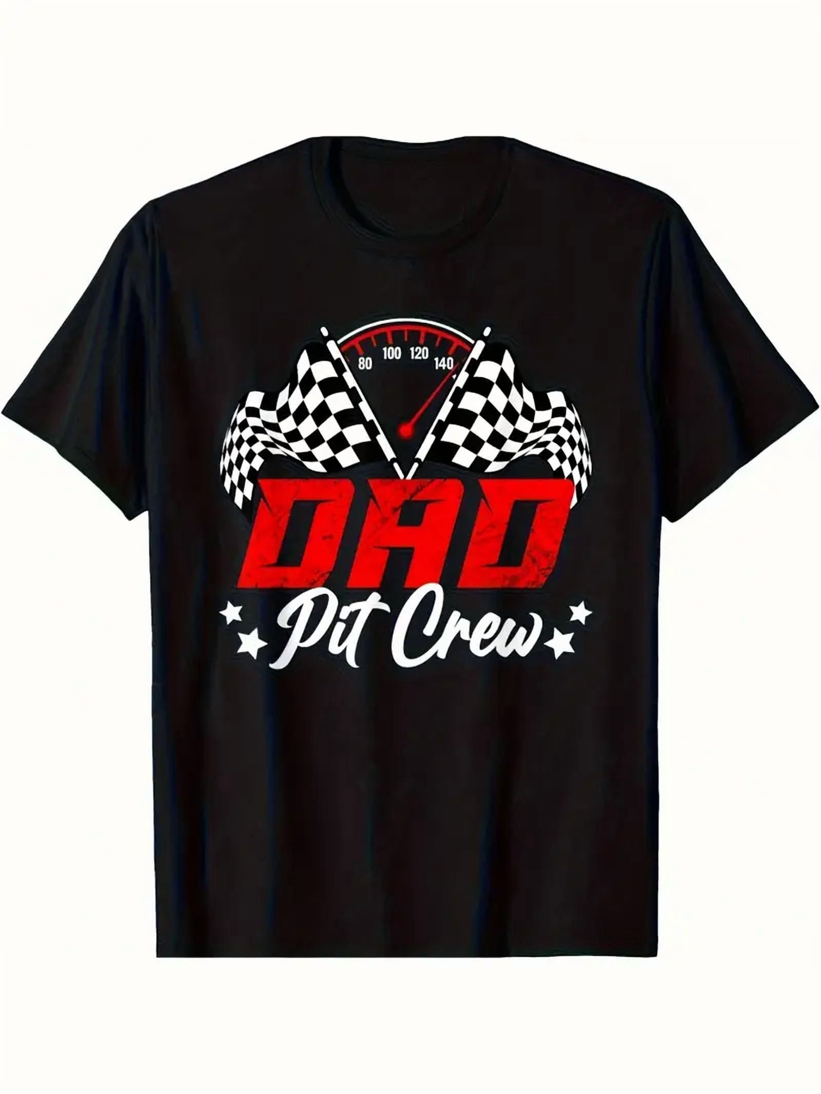 Dad Crew T-Shirt - 100% Cotton Racing Enthusiast Tee with Checkered ...