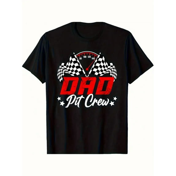 Dad Crew T-Shirt - 100% Cotton Racing Enthusiast Tee with Checkered ...