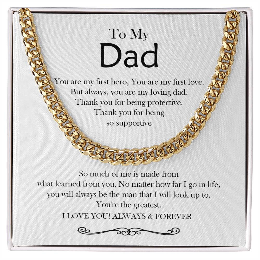 To My Dad Cuban Chain Necklace, Gift for Dad from Son, Daughter, Father ...