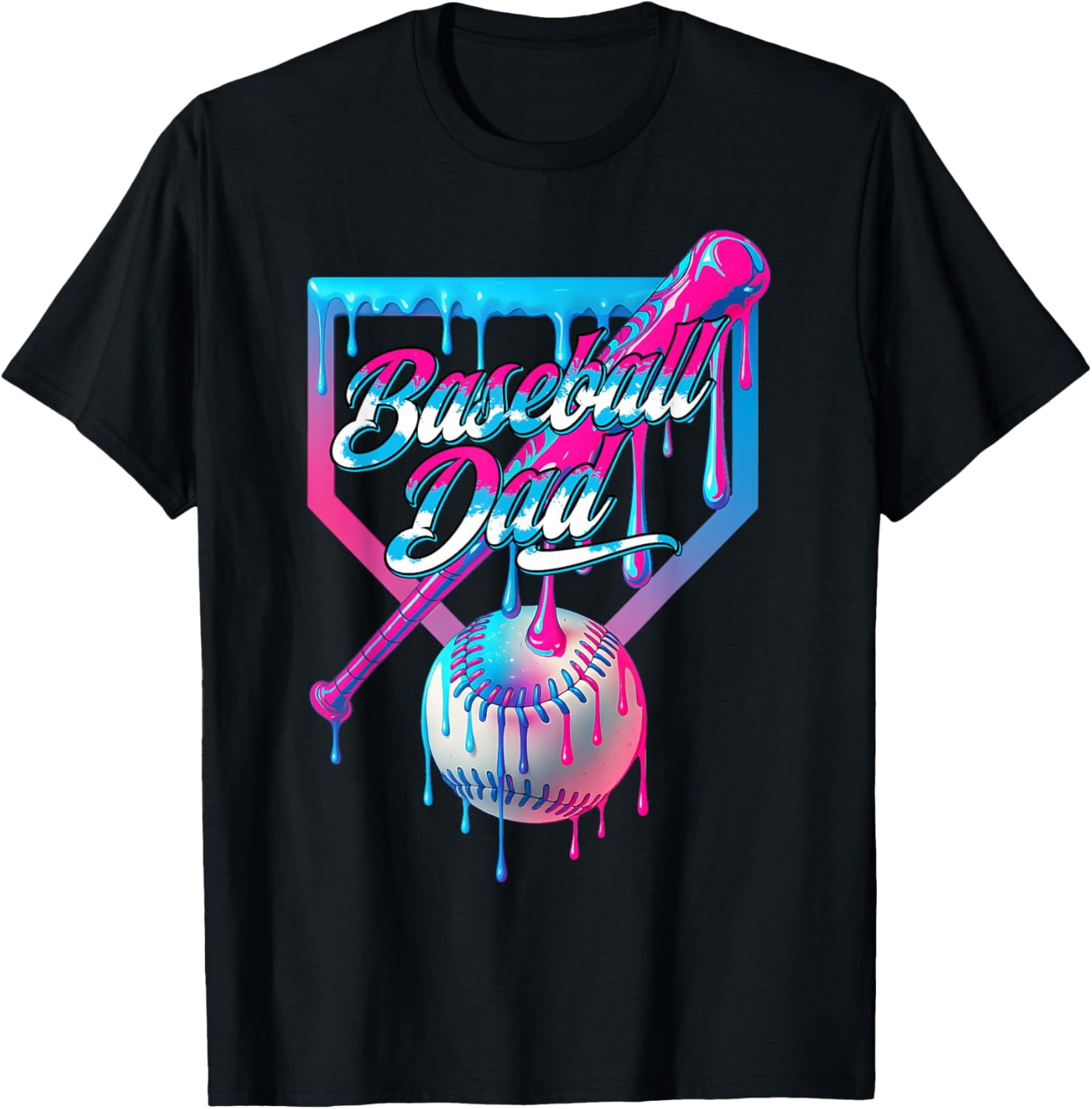 Dad Dada Baseball Ice Cream Drip Birthday T-Shirt - Walmart.com