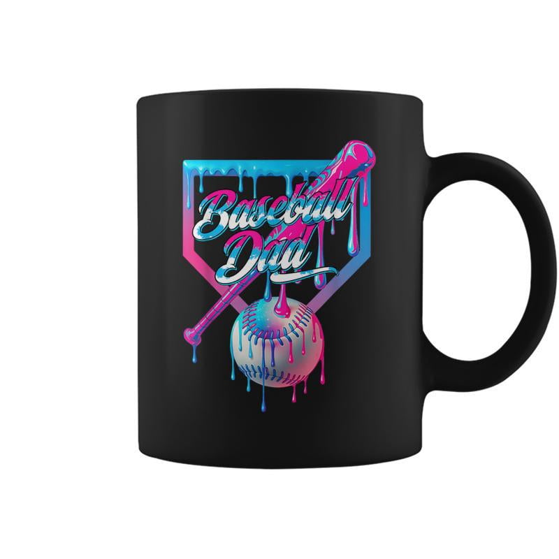 Dad Dada Fathers Day Baseball Ice Cream Drip Birthday Coffee Mugs ...