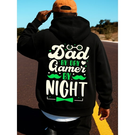 Dad by Day Gamer by Night hoodies games mens regular fit black Casual ...