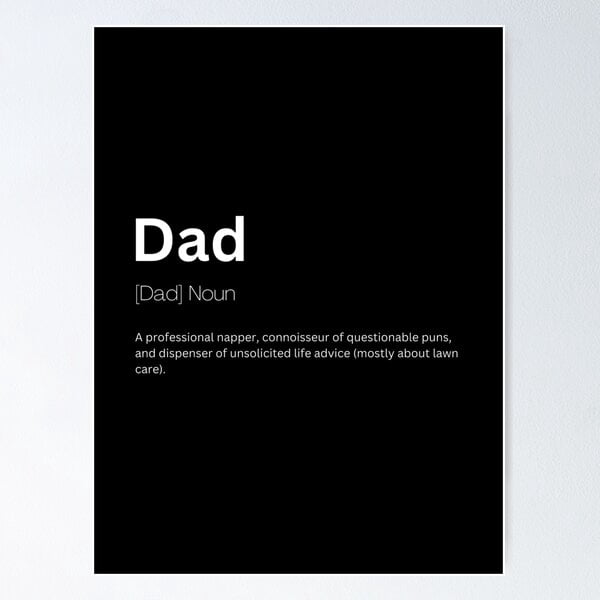 Dad Dictionary Definition Poster Wall Art, Modern Wall Decor For Living ...