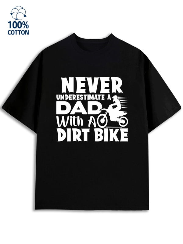 Dad Dirt Bike men funny humor 180G 100% Cotton black vintage wife Original Unisex Shirt Crewneck ...