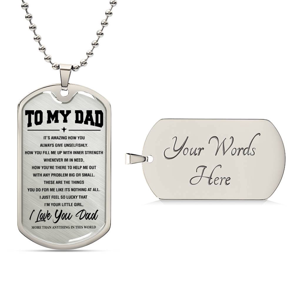To My Dad Dog Tag Necklace - Fathers Day Necklace For Men - Father's ...