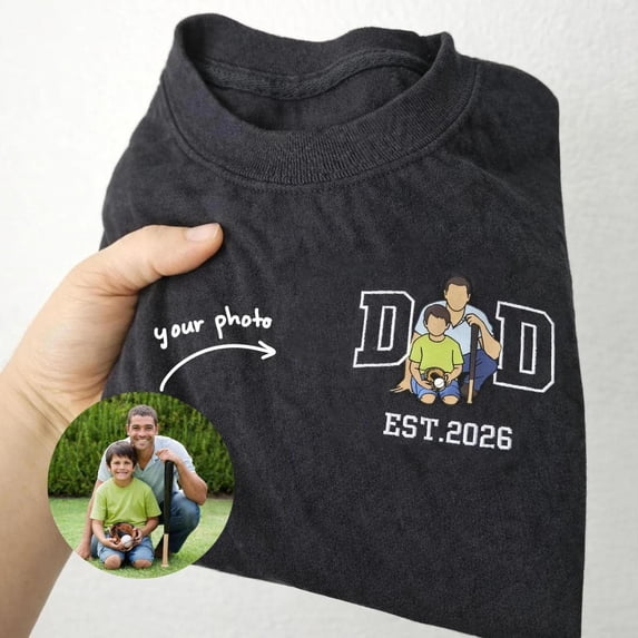 Dad Embroidered Shirt, Custom Photo Embroidered Sweatshirt, Baseball ...
