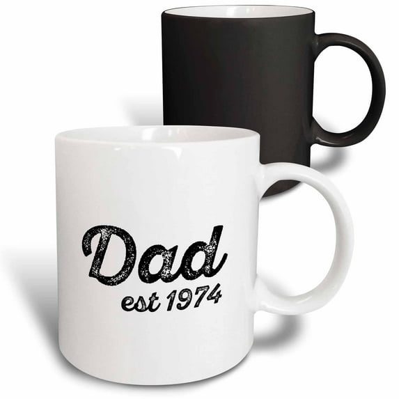 3drose, Dad Established 1974 Distressed Cursive Lettering on White ...