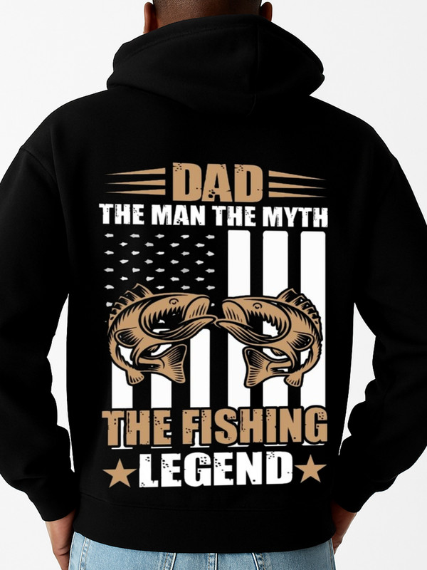 Dad Fishing Legend hoodies funny humor for men machine washable black ...