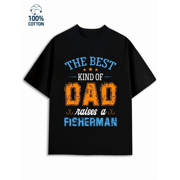 Dad Fishing Tee men fishing 180G 100% Cotton black for 60 year old ...