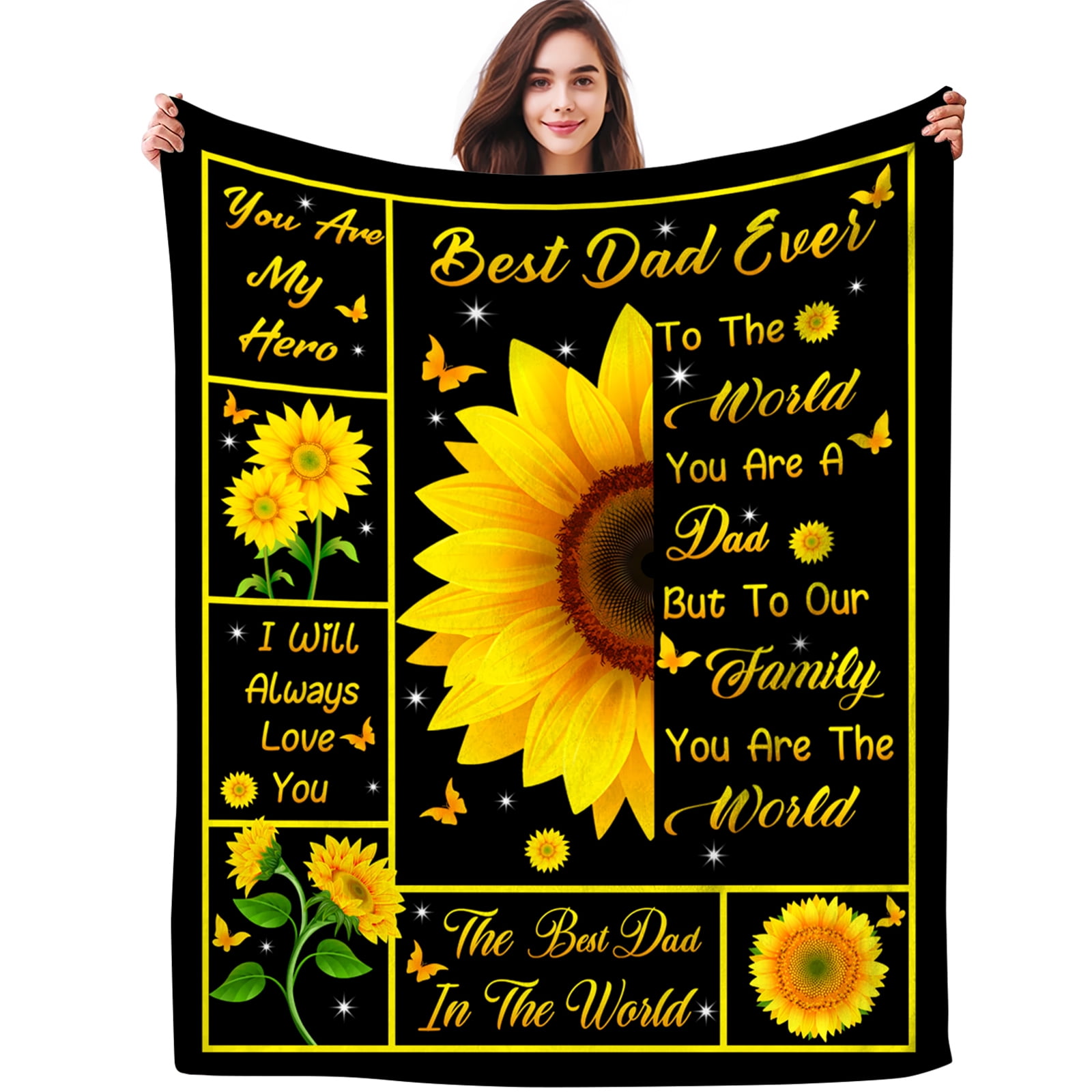 Dad Gifts Blanket Sunflower Best Dad Blankets Throw Father's Day Gifts ...