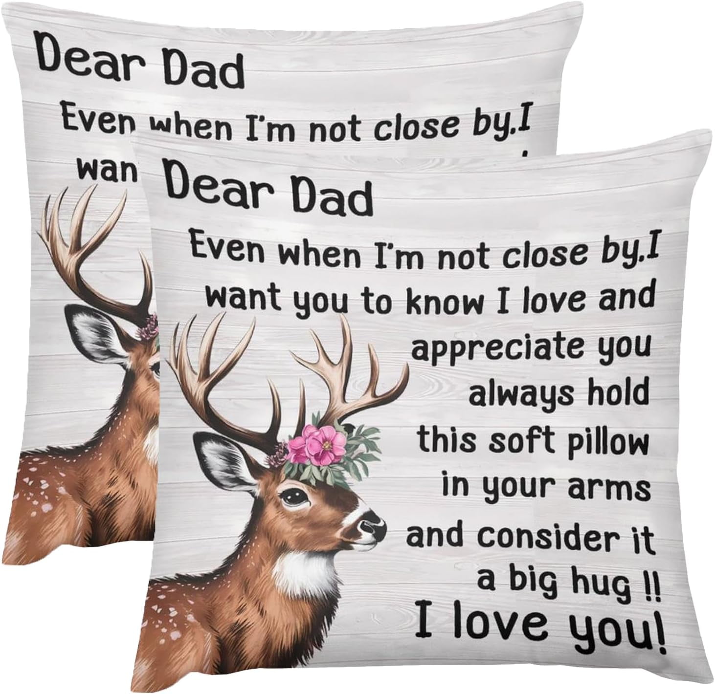 Dad Gifts Father's Day Set of 2 Short Plush Throw Pillow Cover 16x16 ...
