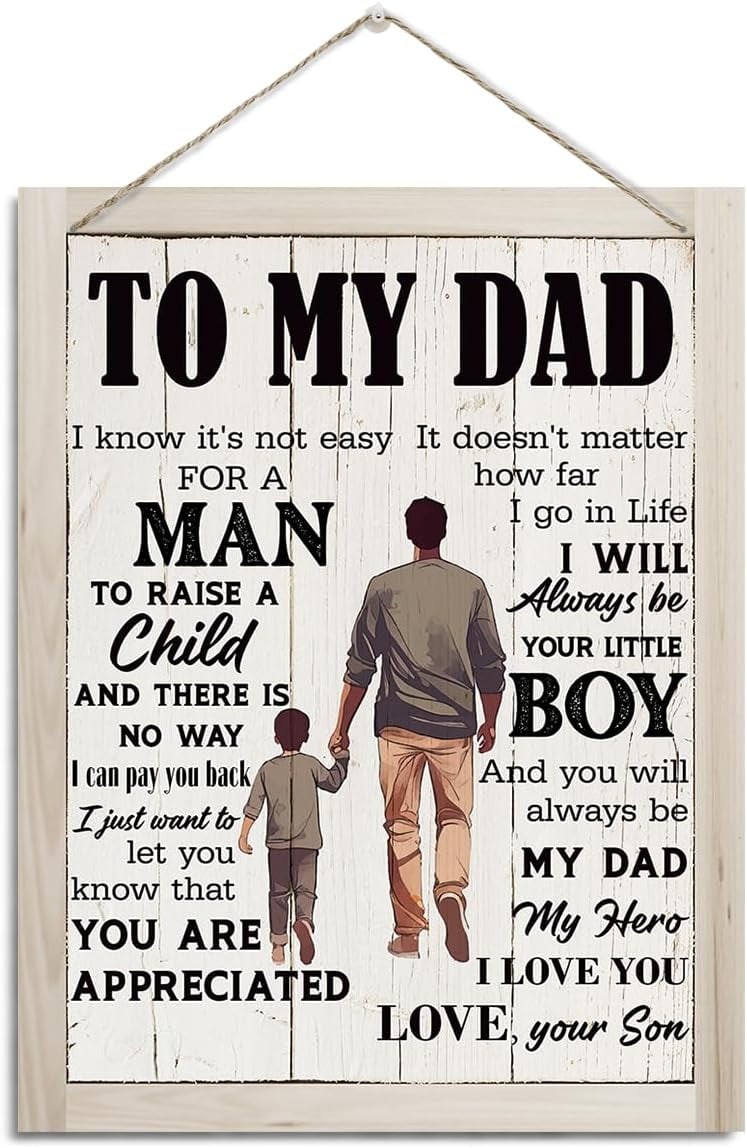 Dad Gifts from Son, Dad Poem Sign Decor for Home, Rustic Hanging Wood ...