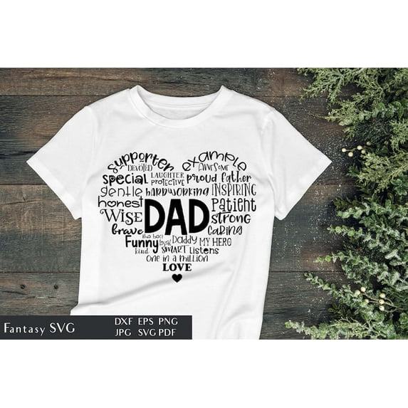 Dad Heart - Shaped Word Art Typography Heart Father_s Day Christmas SVG ...