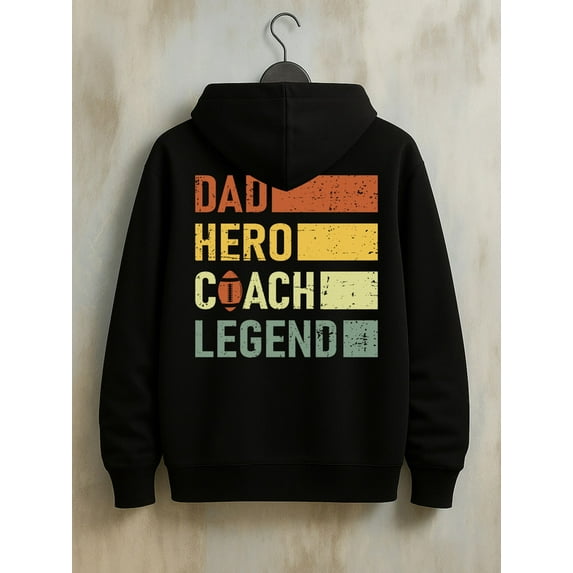 Dad Hero Coach graphic hoodies Exercise men's polyester black Hip-Hop ...