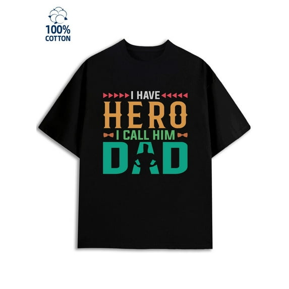 Dad Hero Tee men's dad 180G 100% Cotton black son daughter Basic Unisex ...