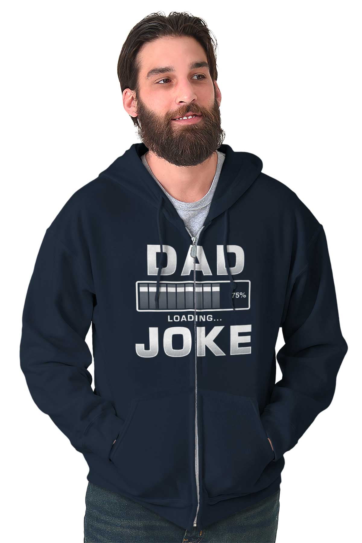 Dad Joke Loading Corny Father Humor Zip Hoodie Sweatshirt Men Brisco ...