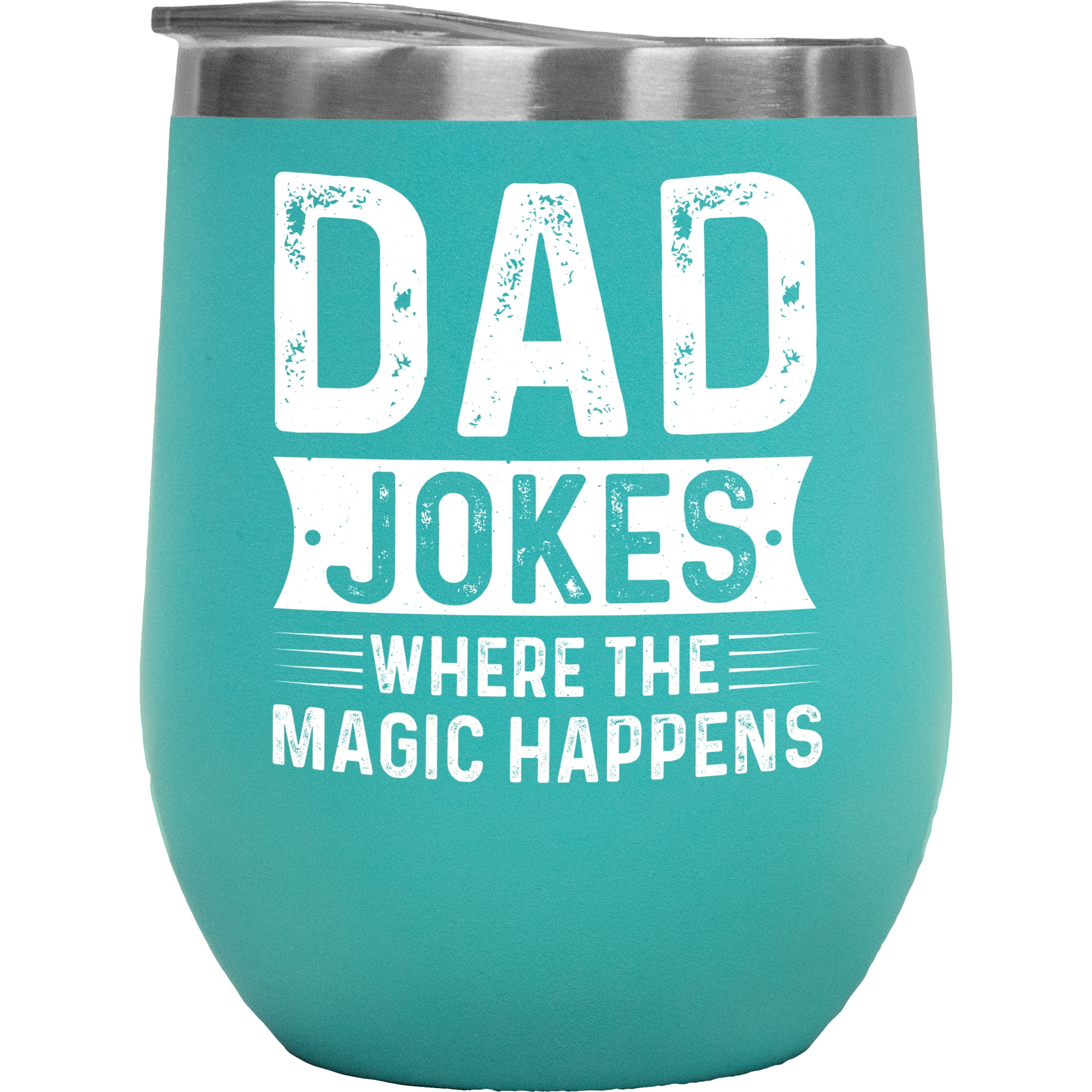 Dad Jokes Are How Eye Roll Pun - Birthday or Father's Day, Mint 12oz Wine Tumbler - Walmart.com