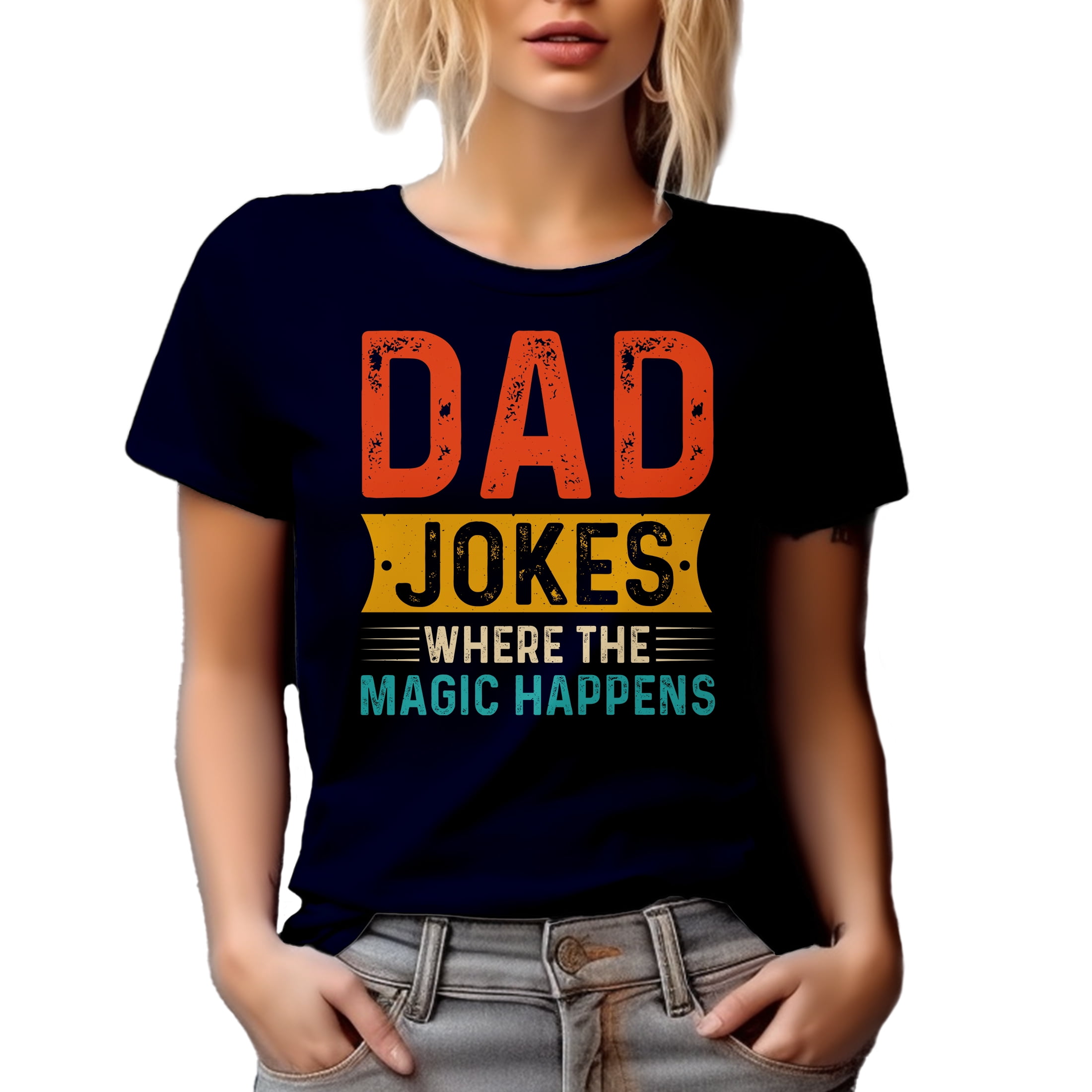 Dad Jokes Are How Eye Roll Pun - Father's Day or Birthday, Navy Blue T-Shirt, Medium - Walmart.com