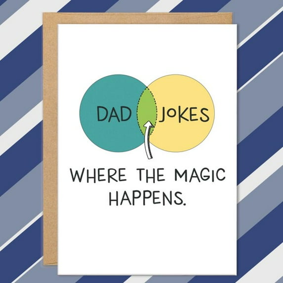 Dad Jokes Card – "Where the Magic Happens" Venn Diagram Design – Blank ...