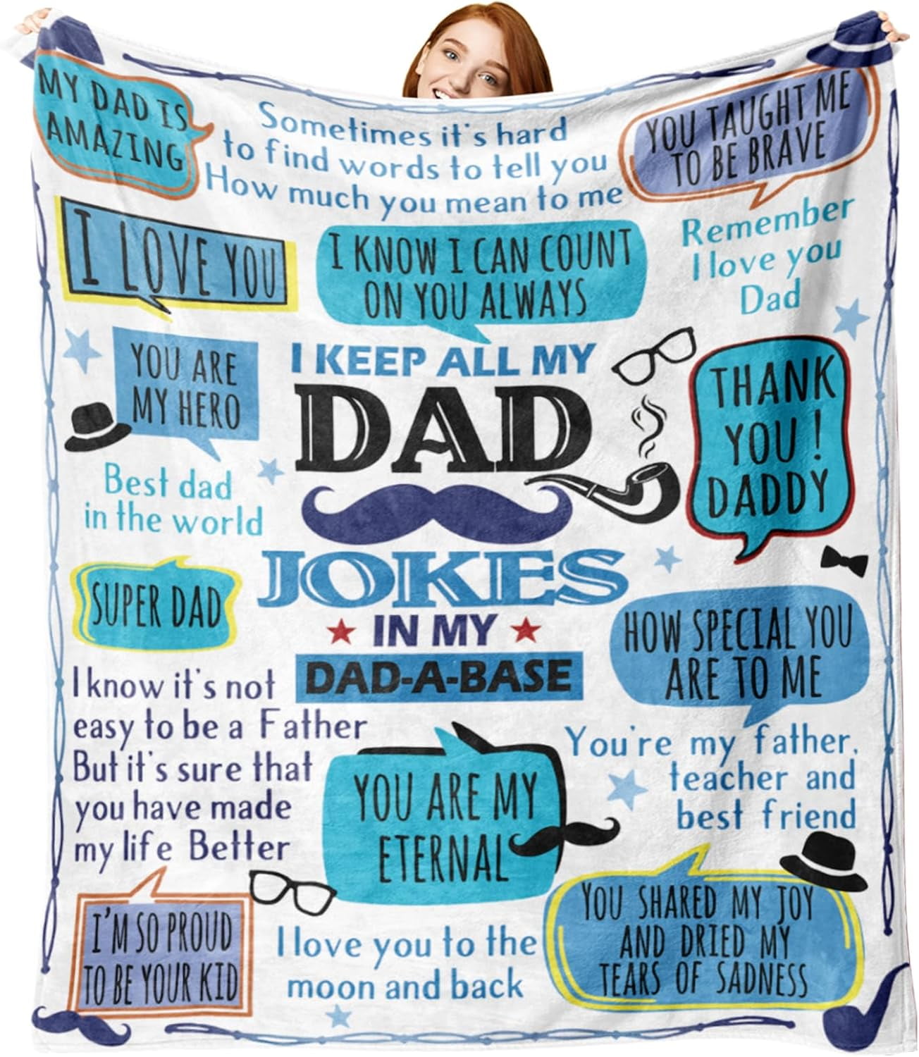 Dad Jokes from Daughter Son Flannel Blanket, Fathers Day Throw Blanket ...