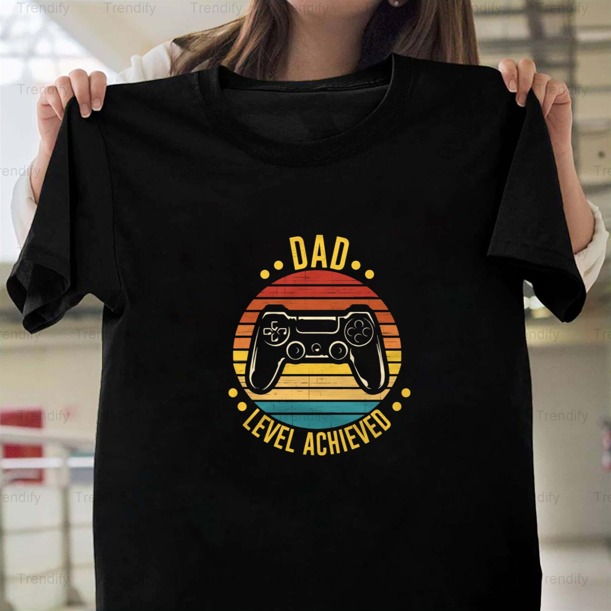 Dad Level Achieved New Father Gift Funny Gamer Parody Unisex T-Shirt ...