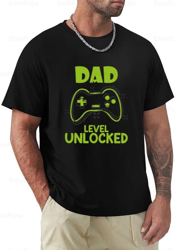 Dad Level Unlocked Gamer Father Funny Gift Retro Video Game T-Shirt ...