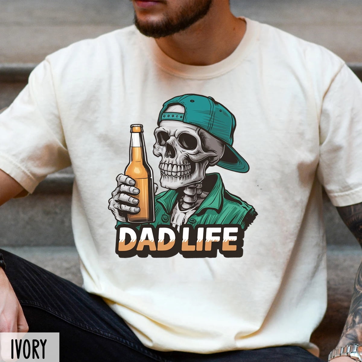 Dad Life Skeleton Shirt – Funny Beer Drinking Dad T-Shirt, Cool Father ...