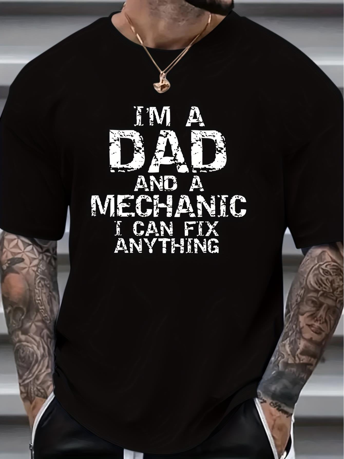 Dad & Mechanic" Humorous Print Men's T-Shirt - Vintage Style, 100% ...