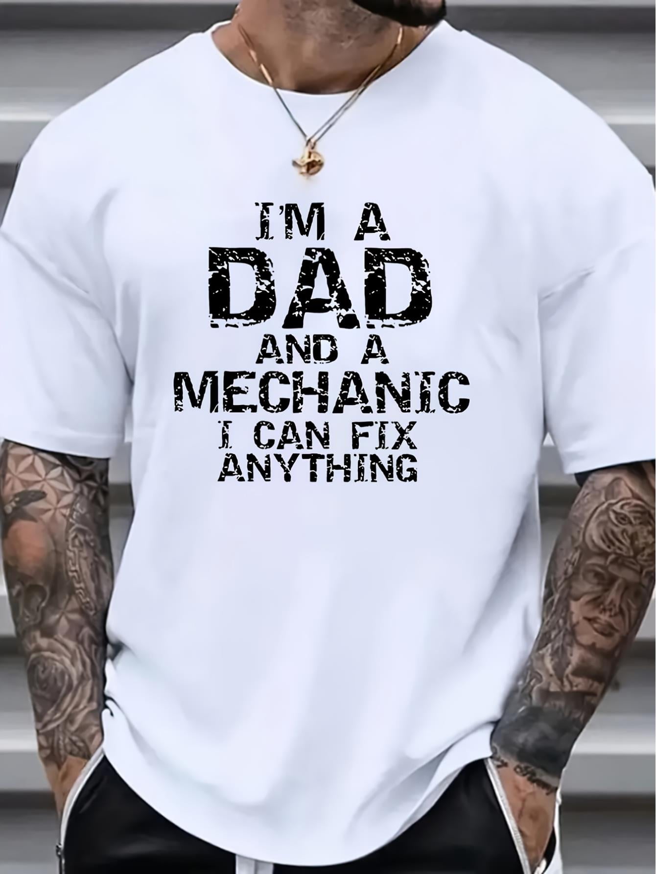 Dad & Mechanic" Humorous Print Men's T-Shirt - Vintage Style, 100% ...