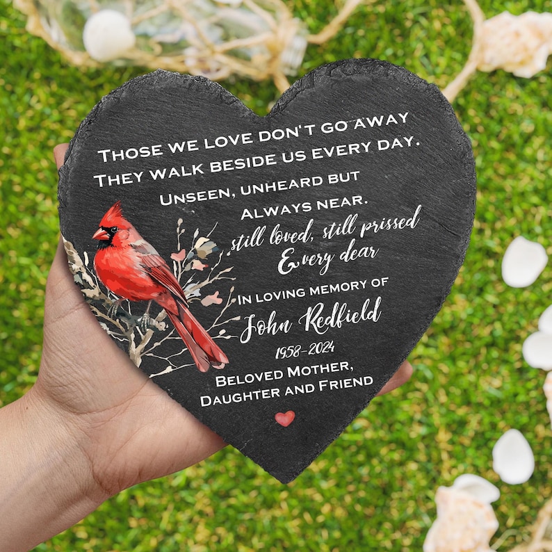 Dad Memorial Stone – Cardinal Memorial Garden Marker, Sympathy Gift for ...