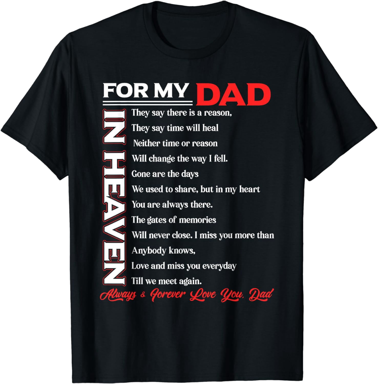 Dad My Angels T-Shirt - In memory of parents In Heaven - Walmart.com