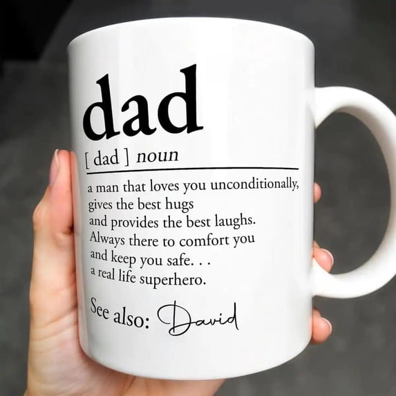 Dad Noun Real Life Superhero, Personalized Coffee Mug, Gift For Dad ...