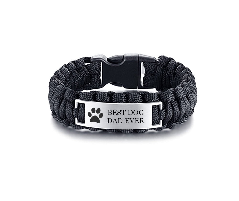 Dad Pet Lover Jewelry Gifts for Men Personalized Survival Paracord Cuff ...